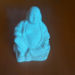 Statuina budda che sorride in resina finta avorio