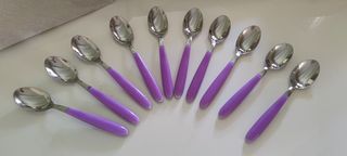 Set posate 10 cucchiaio acciaio inox manico  viola
