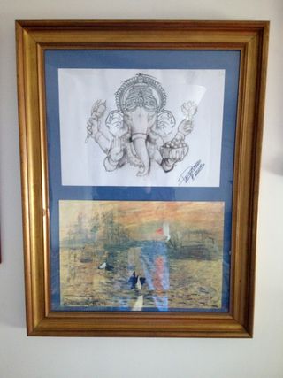 Antica Cornice di Pregio 83cmX62 con 2 Opere