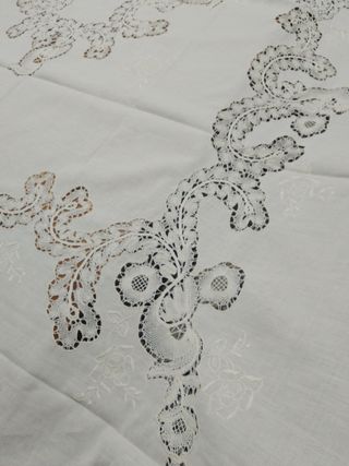 copriletto matrimoniale lino tombolo a mano