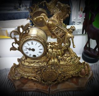 grande orologio da tavolo ottone vintage 