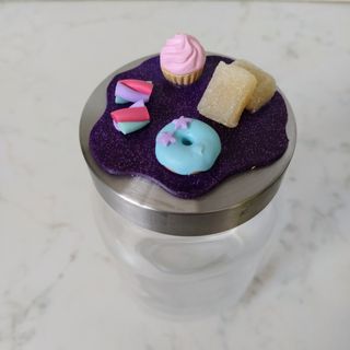 Barattolo per zucchero/caramelle decorato a mano