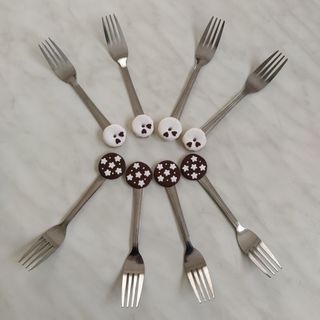 Set 8 forchettine da dolce decorate a mano