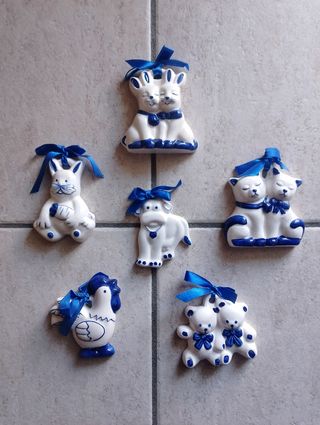 Set 6 decorazioni in ceramica da appendere