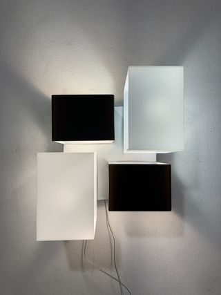 PA-Plafoniera vetri quadrati bianco/nero