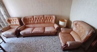 Divano + 2 poltrone in pelle