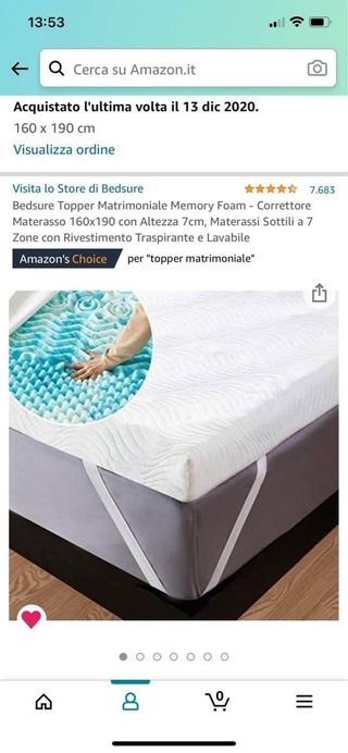 Topper matrimoniale 160x190 Memory Foam