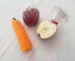 SET 3 candele decorazione frutta mais collezione