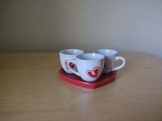 set tazzine caffè con vassoio a cuore