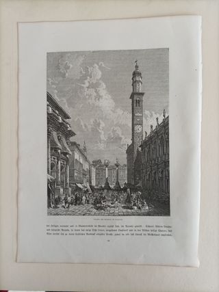 Stampa antica 1880 Piazza dei Signori Vicenza