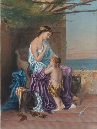 Stampa antica autentica 1850 splendida coloritura 