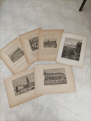 Lotto 5 stampe antiche vedute varie di Pistoia