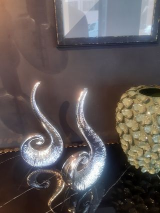 coppia vasi in ceramica effetto argento 