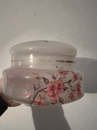 Vaso vintage soprammobile dipinta a mano vetro