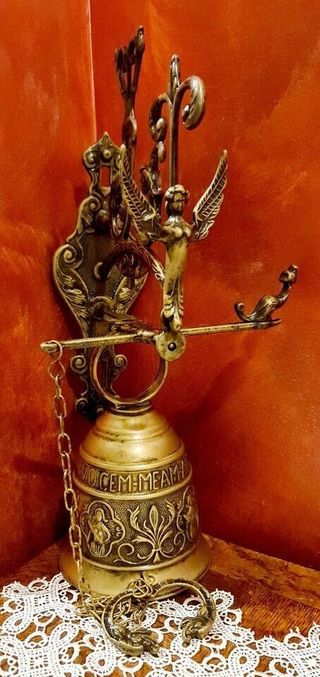 Antica grande campana da parete in bronzo