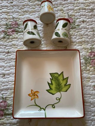 Set sale e Pepe con vassoio - ceramica 