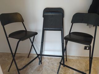 3 sgabelli bar neri pieghevoli