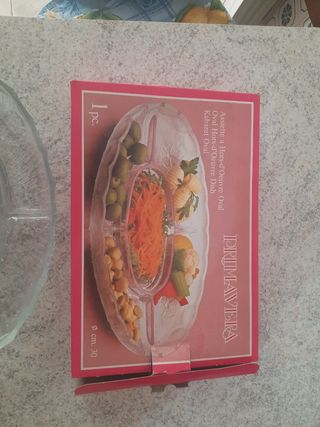 piatto ovale di vetro per aperitivi cm 30