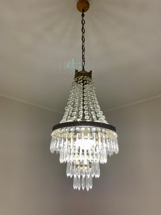 Lampadario gocce di cristallo vintage