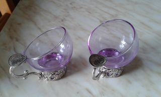 Coppia di Portacandele con finiture argento 1000