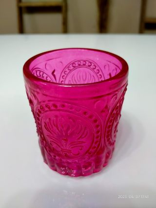 Vasetto Porta candela fucsia in vetro 