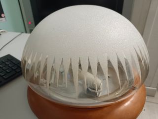 plafoniera vintage vetro e legno 