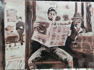 Tela decorativa da parete, dipinta a mano