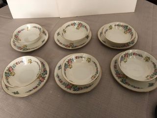 Servizio frutta e dolce da 6 porcellana Dauher 