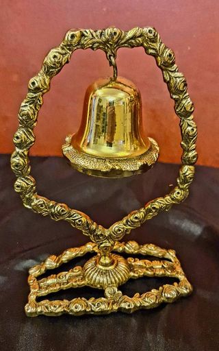 Antica campana da tavolo gong in bronzo h.21cm