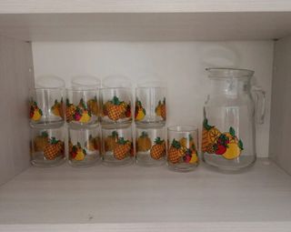 Set caraffa + bicchieri decorati motivo frutta