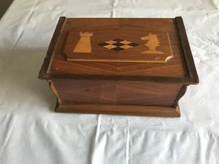 SCATOLA PORTASCACCHI INTARSIATA ANNI 60