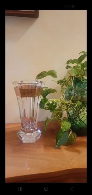 Vaso di cristallo di boemia Moser con greca