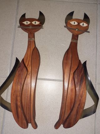 coppia Gatti in legno altezza 40 larghezza 10