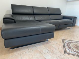 Divano nero 3 posti in vera pelle PERFETTO