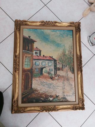 dipinto cascina con cornice