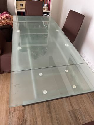 Tavolo vetro e acciaio 