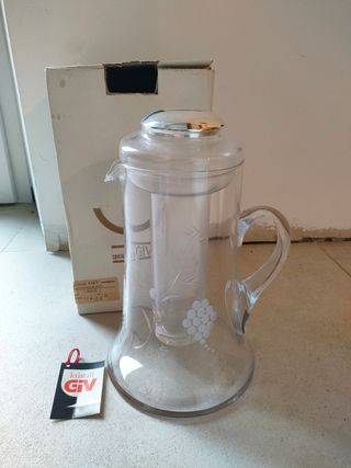 Caraffa con porta ghiaccio in cristallo e argento