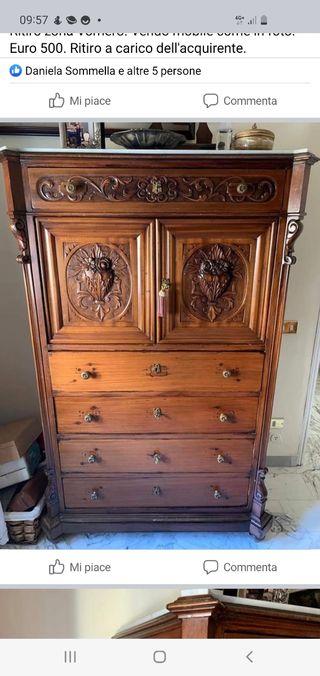 mobile con tre cassetti , antine superiori e marmo