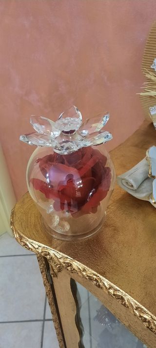 Rosa rossa in vaso vetro 