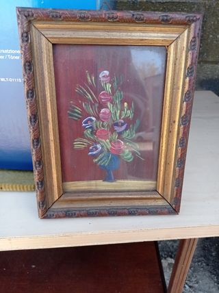 Antico quadro olio su legno cornice legno 1920/50