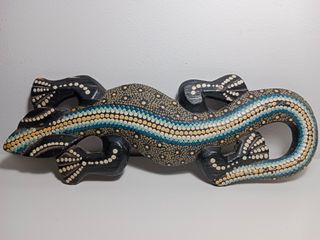 decorazione lucertola legno da appoggio o da appen