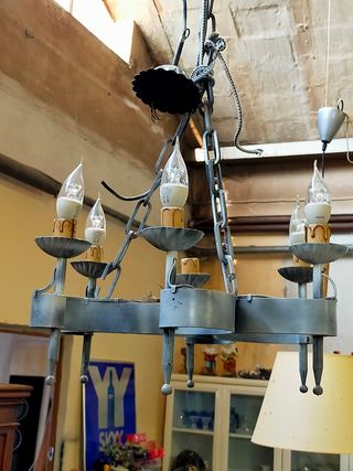 lampadario artigianale in ferro battuto 