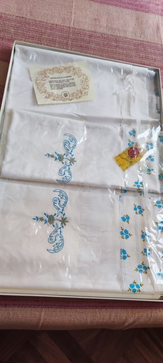 lenzuolo sopra matrimoniale in cotone e 2 federe 