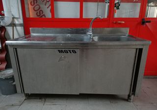 Lavandino usato 2 vasche in acciaio inox