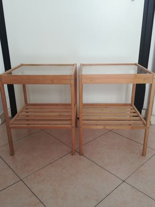  2 NESNA  Comodini in Bambù e Vetro Temprato Ikea