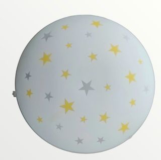 Plafoniera in vetro con stelle gialle e grigie 