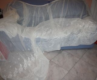 2 Tendoni panna con ricamo floreale