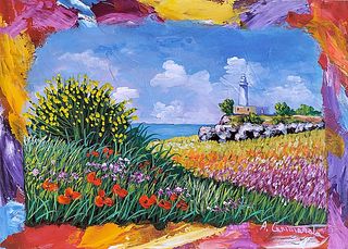 Quadro dipinto ad olio su tavola