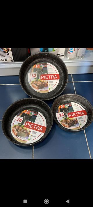 tris di tegami in pietra lavica 24/28/32 cm
