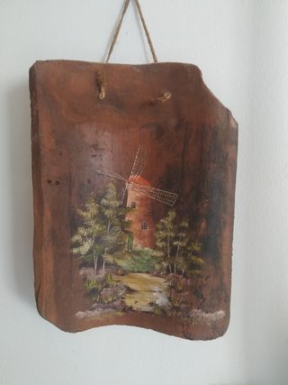 Tegola dipinta a mano vintage 